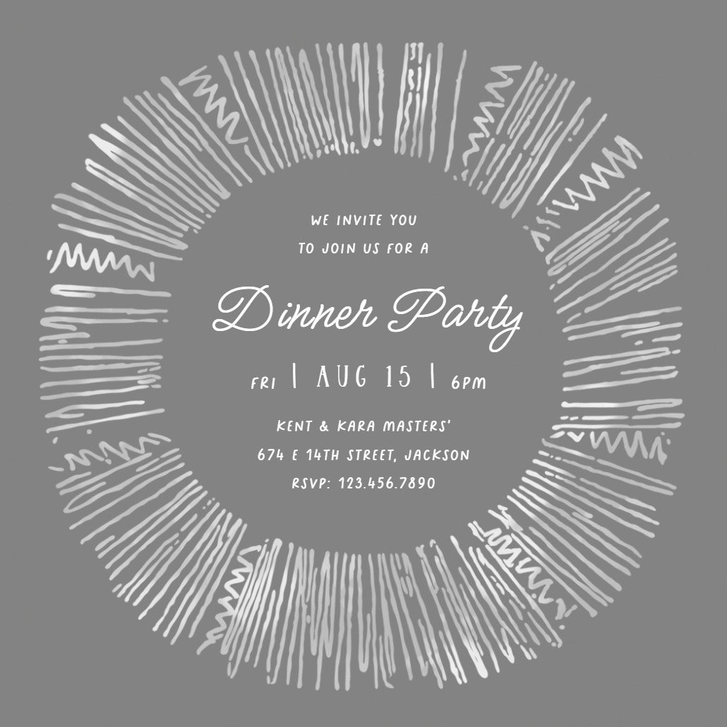 Radial Lines - Dinner Party Invitation Template (Free) | Greetings Island