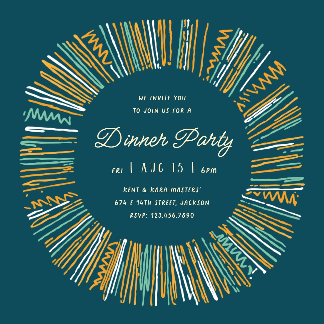 Radial Lines - Dinner Party Invitation Template (Free) | Greetings Island