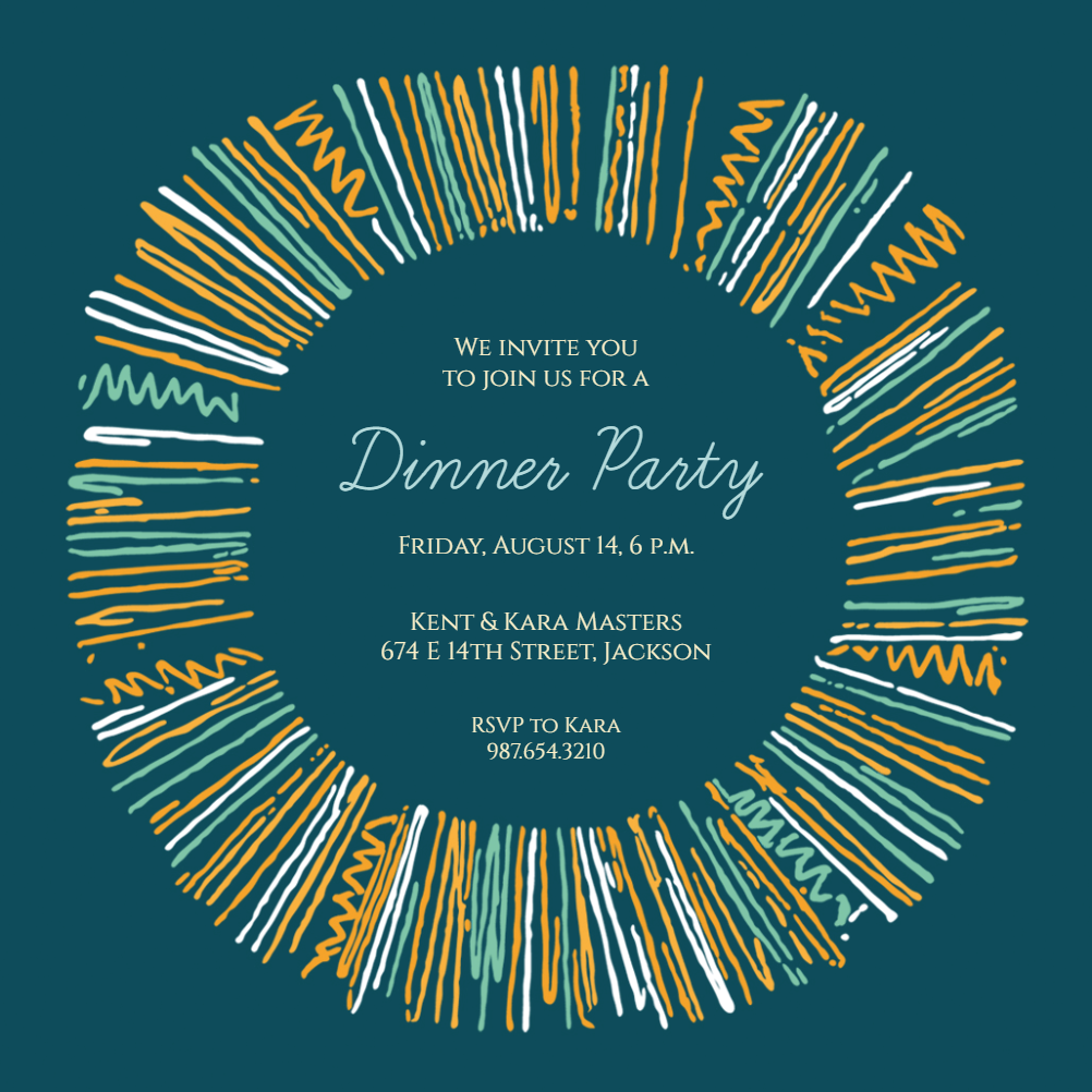 Radial Lines - Dinner Party Invitation Template (Free) | Greetings Island
