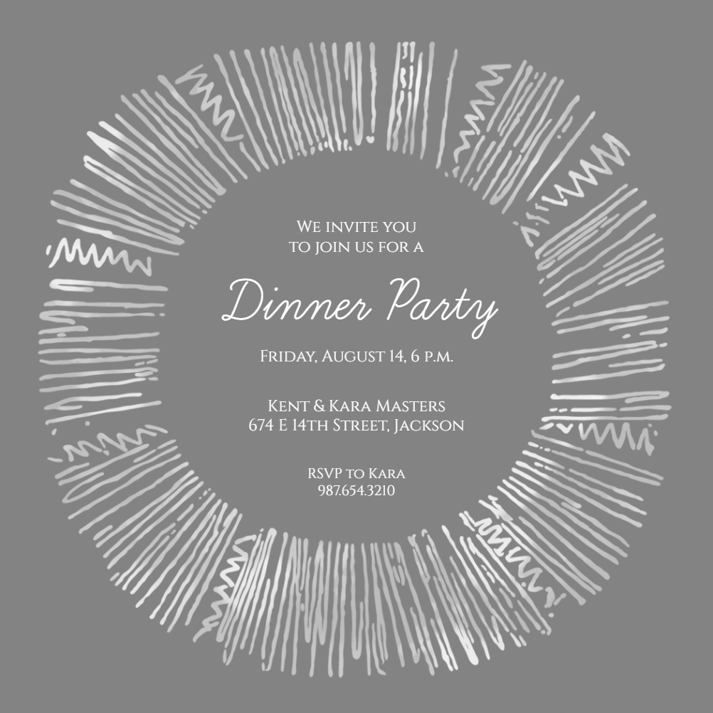 Radial Lines - Dinner Party Invitation Template (Free) | Greetings Island
