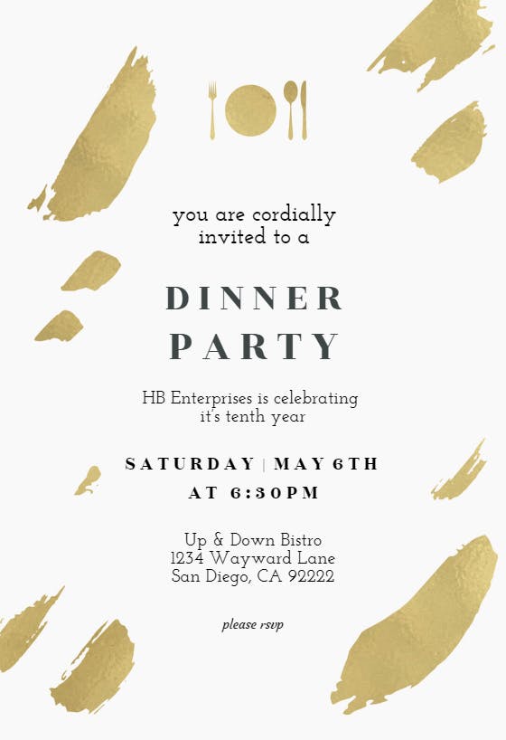Random strokes - Dinner Party Invitation Template | Greetings Island