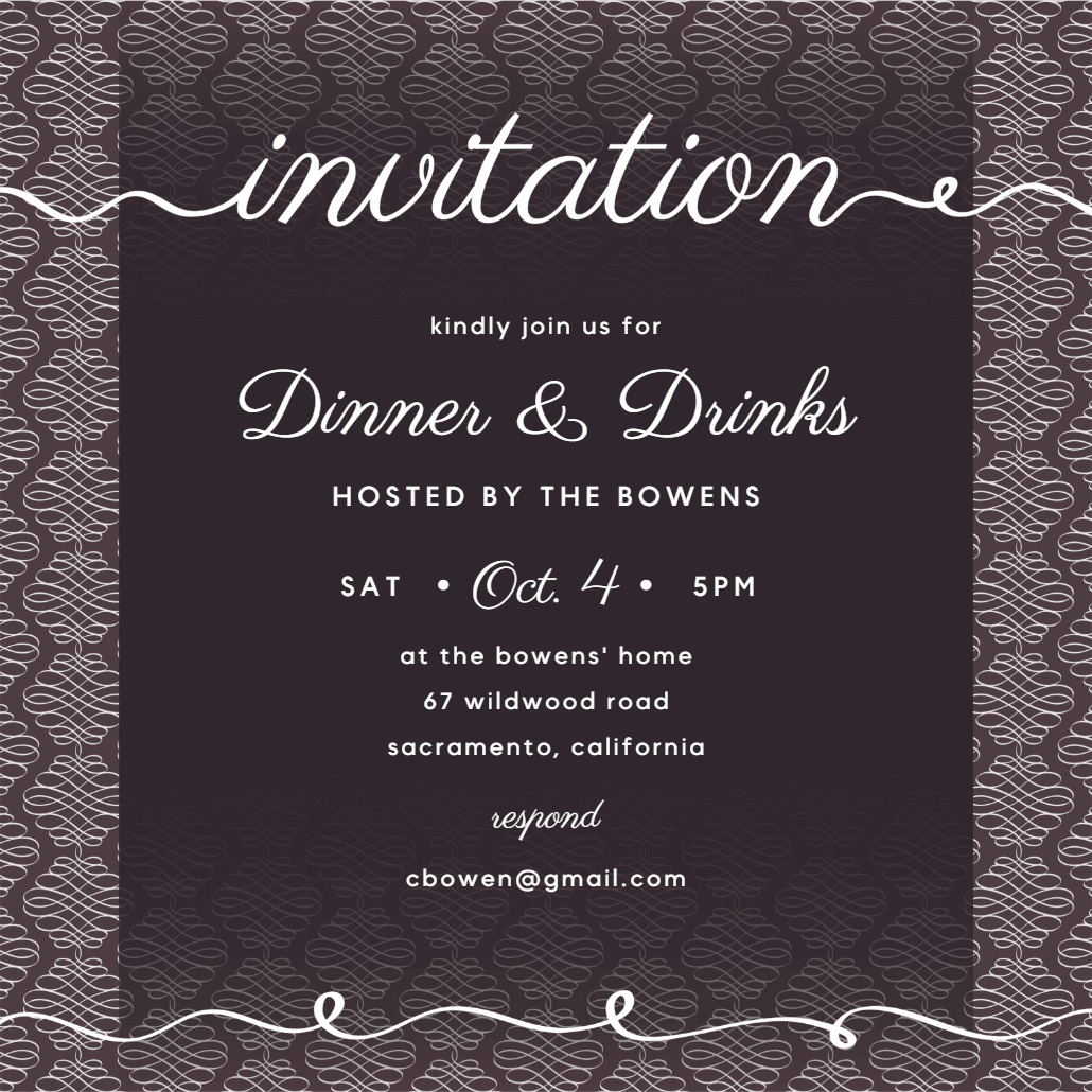 Ribbon Writing - Dinner Party Invitation Template (Free) | Greetings Island