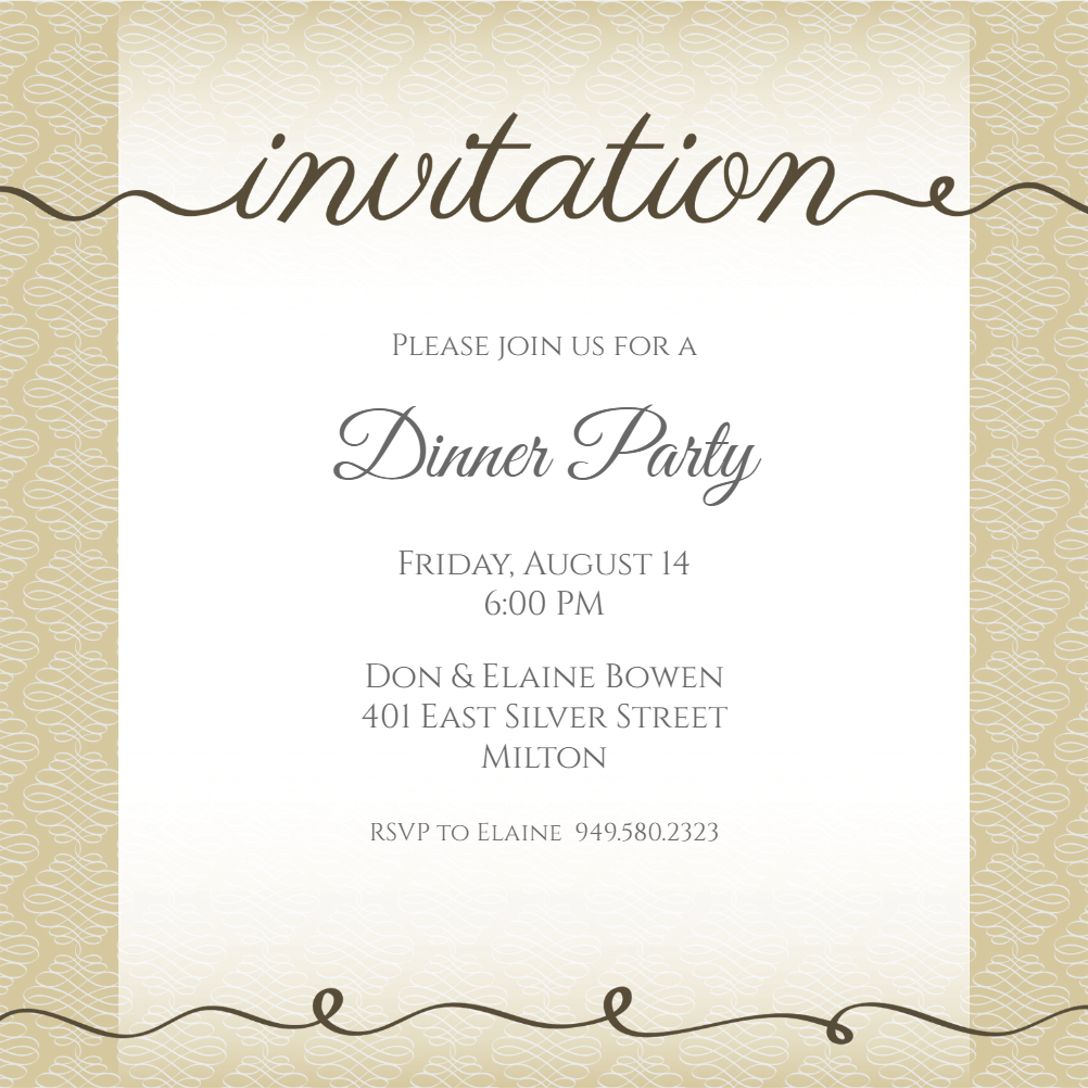 Ribbon Writing - Dinner Party Invitation Template (Free) | Greetings Island