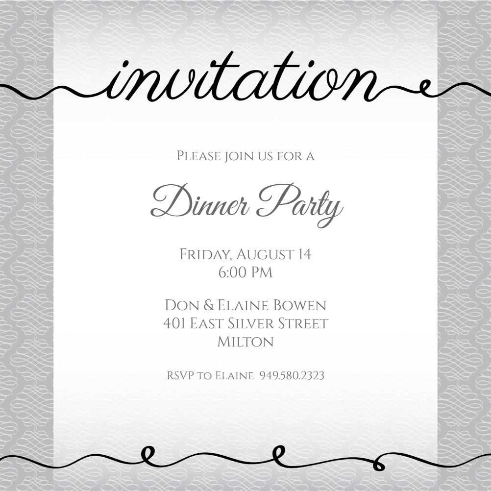 Ribbon Writing - Dinner Party Invitation Template (Free) | Greetings Island