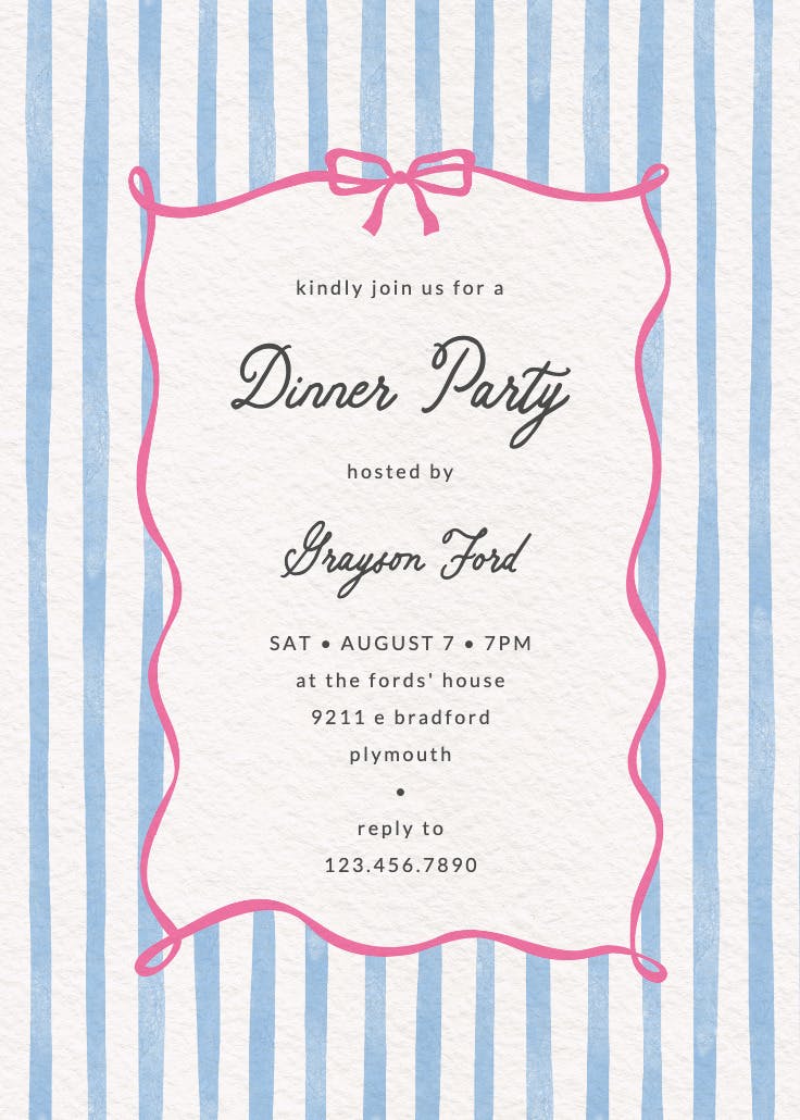 Simple Duo Tone - Dinner Party Invitation Template | Greetings Island