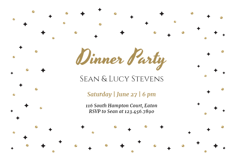 Sparks & Stars - Dinner Party Invitation Template (Free) | Greetings Island
