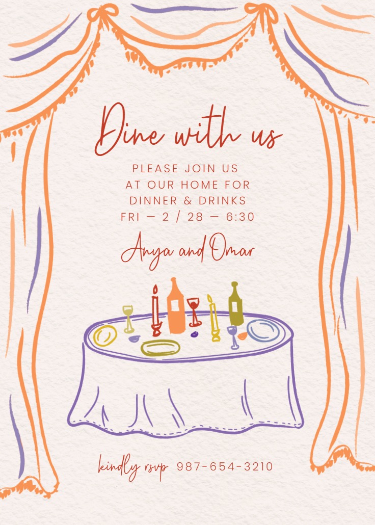 Dine With Us - Dinner Party Invitation Template (Free) | Greetings Island