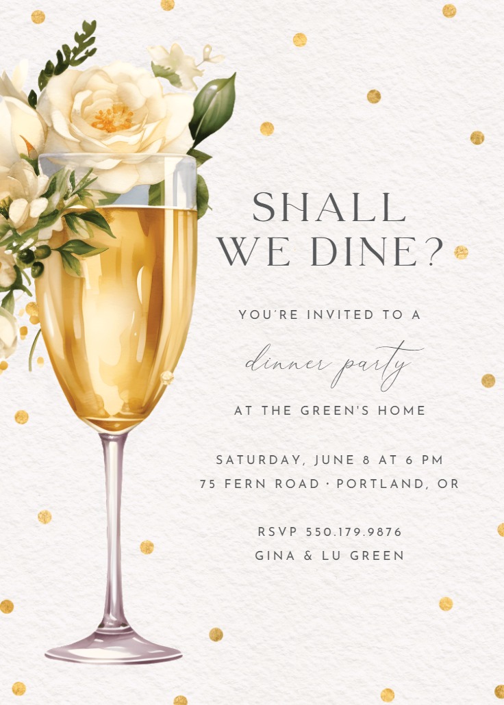 Watercolor toast - Dinner Party Invitation Template | Greetings Island