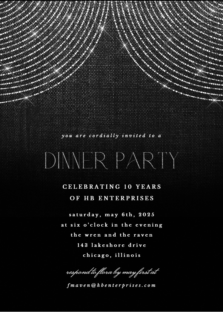 White string lights - Dinner Party Invitation Template | Greetings Island