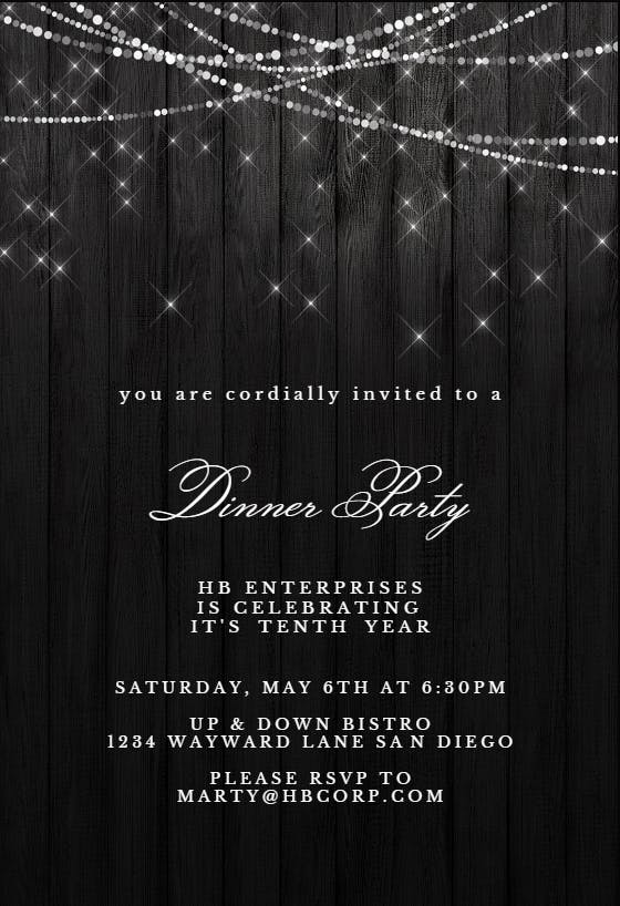 White String Lights - Dinner Party Invitation Template | Greetings Island