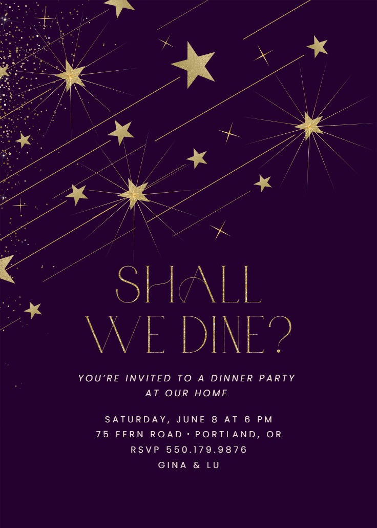 Wonderstruck stars - Dinner Party Invitation Template (Free ...