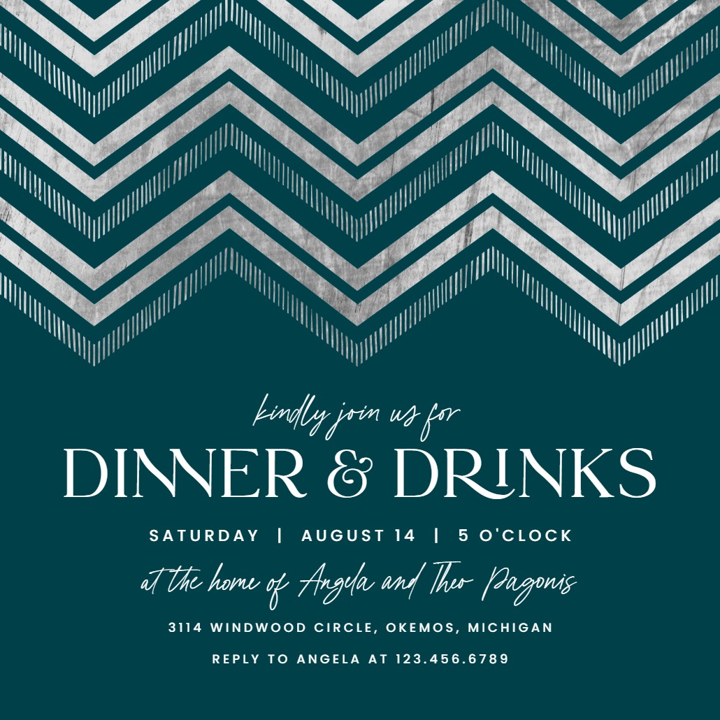 Zigs and Zags - Dinner Party Invitation Template (Free) | Greetings Island