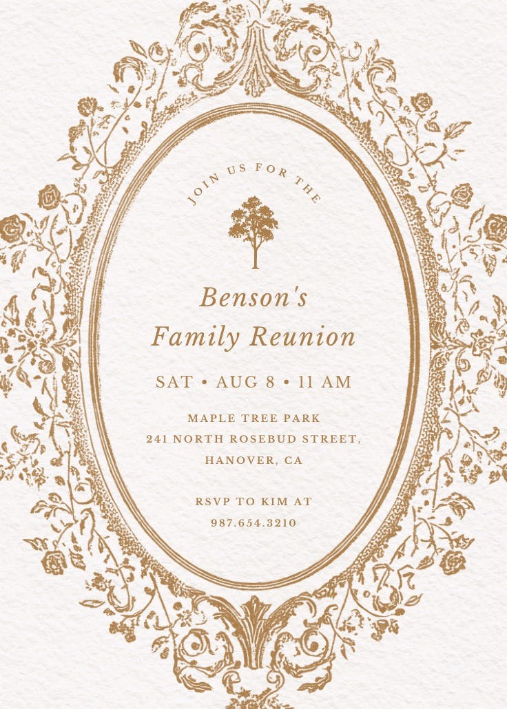 Baroque Blooms - Family Reunion Invitation Template (Free) | Greetings ...