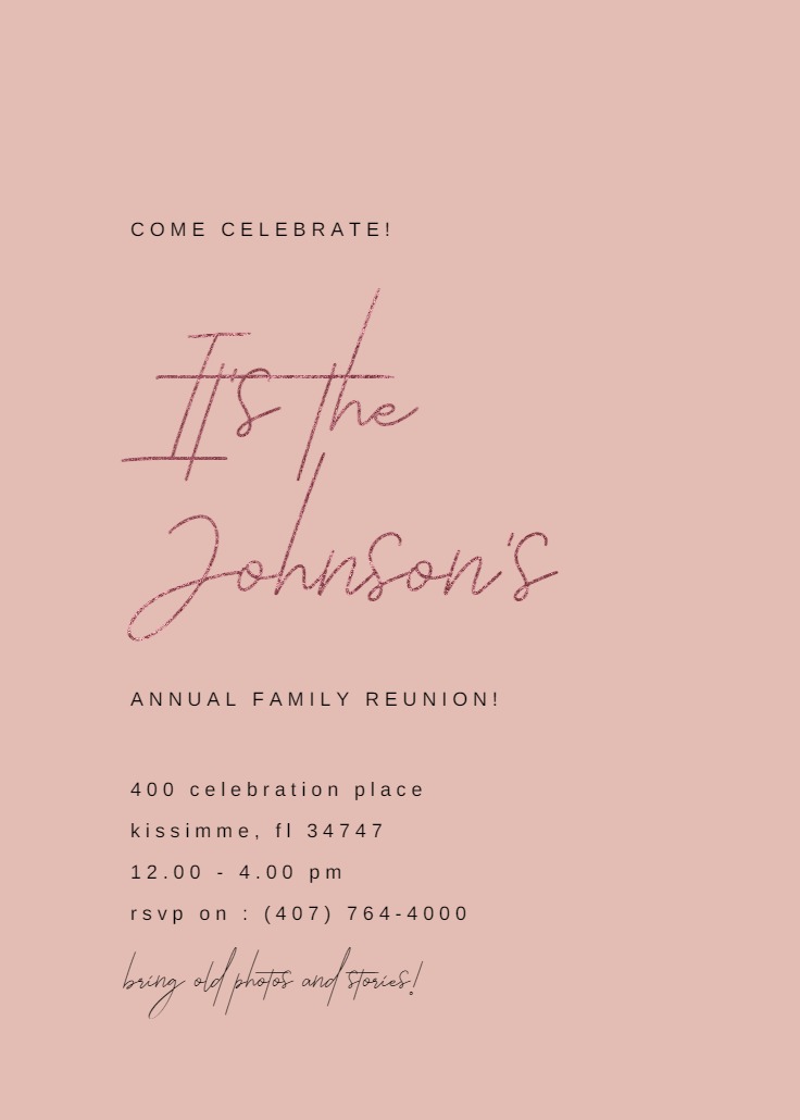 Calligraphy names - Family Reunion Invitation Template (Free ...