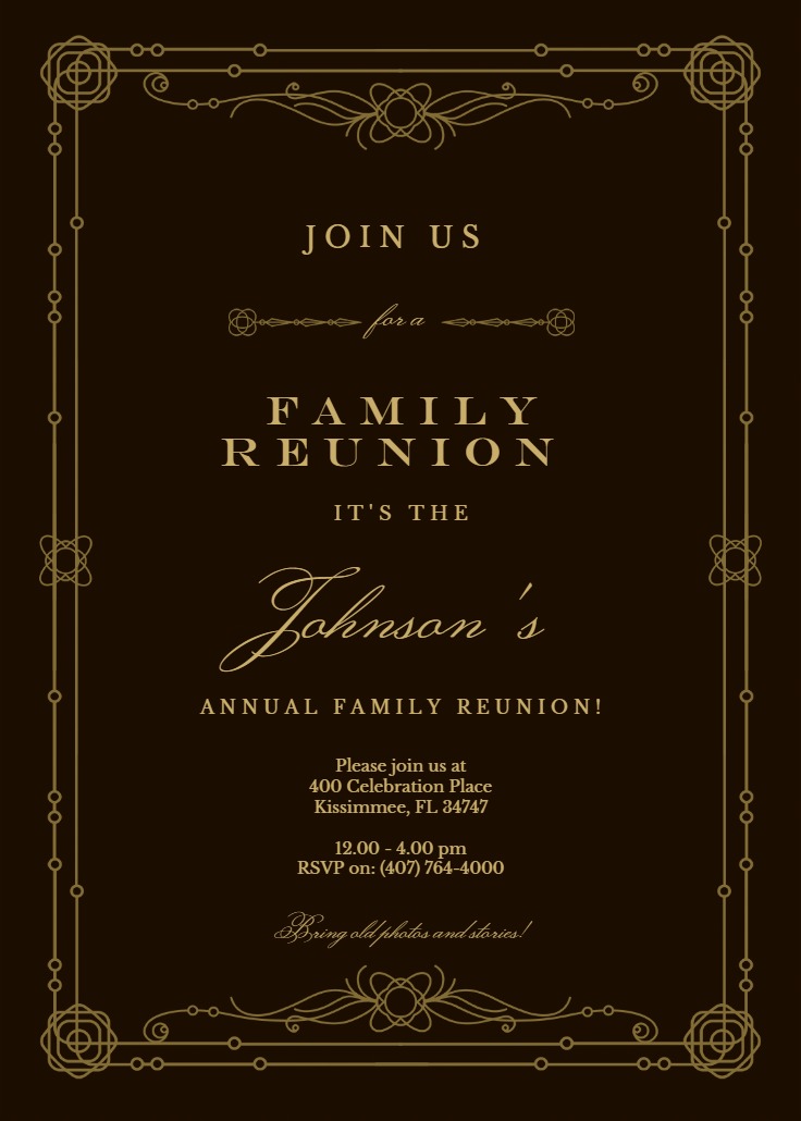 Classic Border - Family Reunion Invitation Template (Free) | Greetings ...