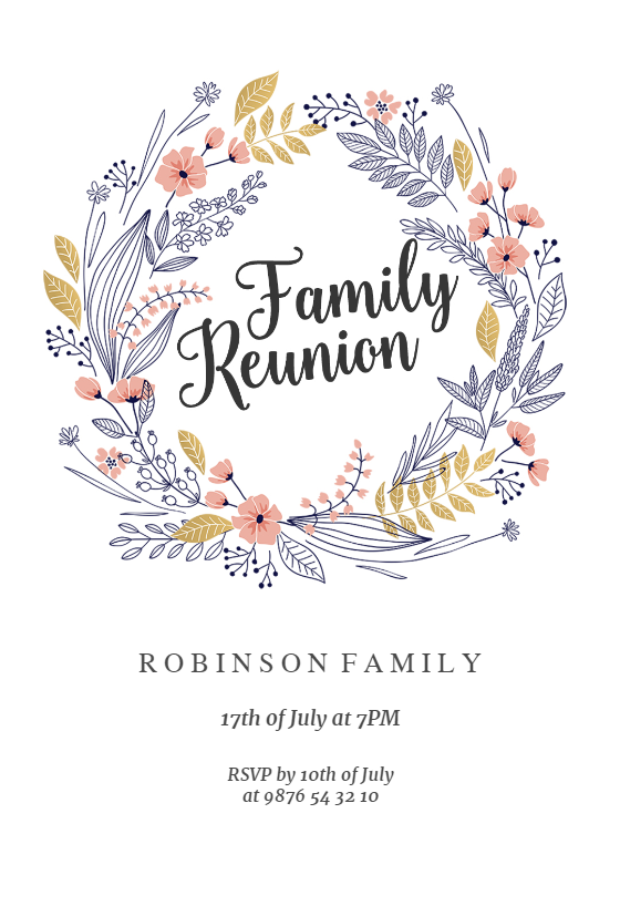 Family Wreath - Family Reunion Invitation Template (Free) | Greetings ...
