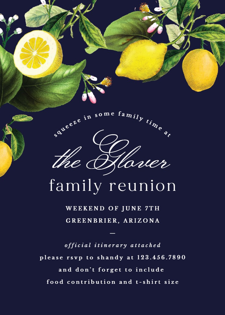Sicilian Lemon Tree - Family Reunion Invitation Template (Free ...