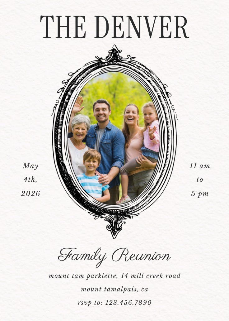 Vintage Frame Doodle - Printable Party Invitation (Free) | Greetings Island