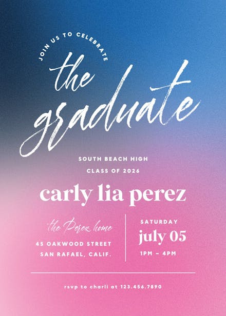 Gradient Celebration - Graduation Party Invitation Template (Free ...