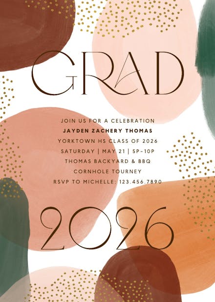 Boho Circle Shapes - Graduation Party Invitation Template (Free ...
