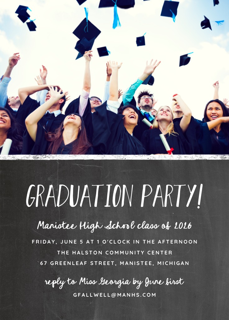 Chalk Line - Graduation Party Invitation Template (Free) | Greetings Island
