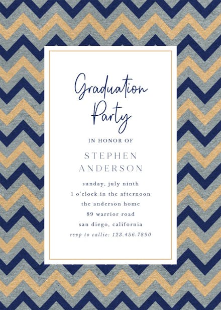 Chevron Pattern - Graduation Party Invitation Template (Free ...