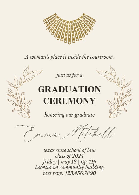 Decent Collar Law School - Graduation Party Invitation Template (Free ...