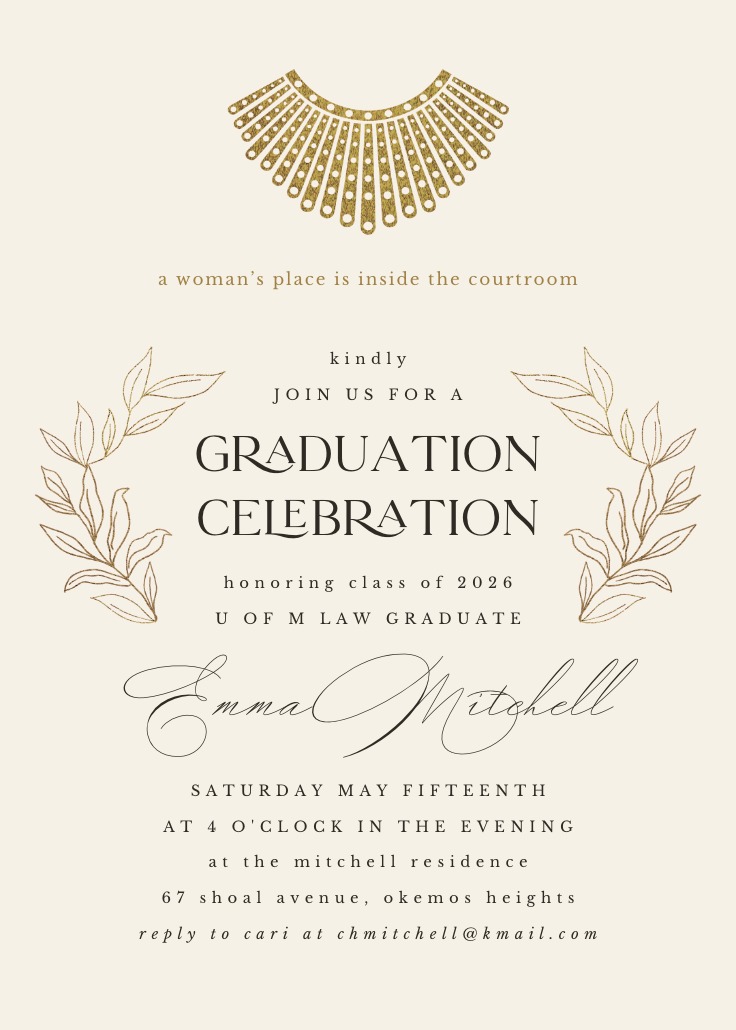 Dissent Collar Law school - Graduation Party Invitation Template (Free ...