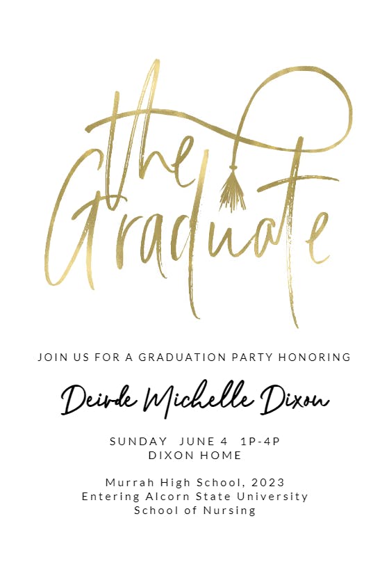 Golden Typography - Graduation Party Invitation Template (Free ...