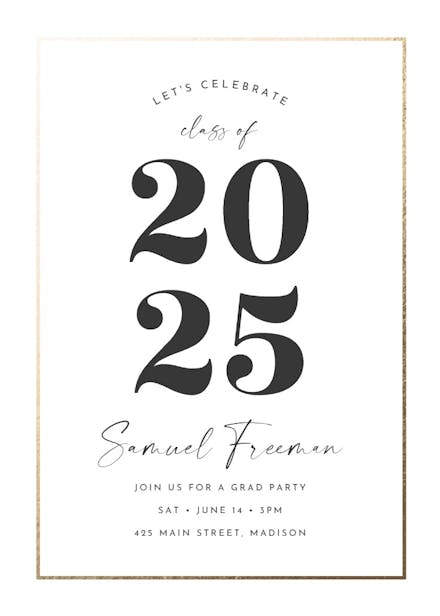 Elegant Big Numbers - Graduation Party Invitation Template (Free ...