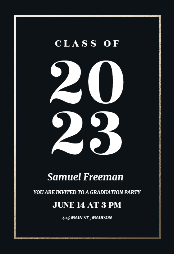 Elegant Big Numbers - Graduation Party Invitation Template (Free ...