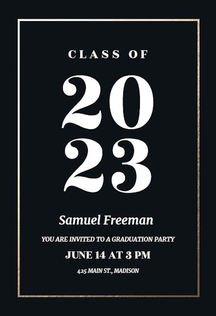 Elegant Big Numbers - Graduation Party Invitation Template (Free ...