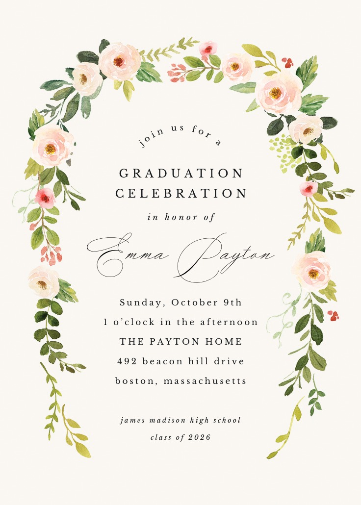 Falling flowers - Graduation Party Invitation Template | Greetings Island