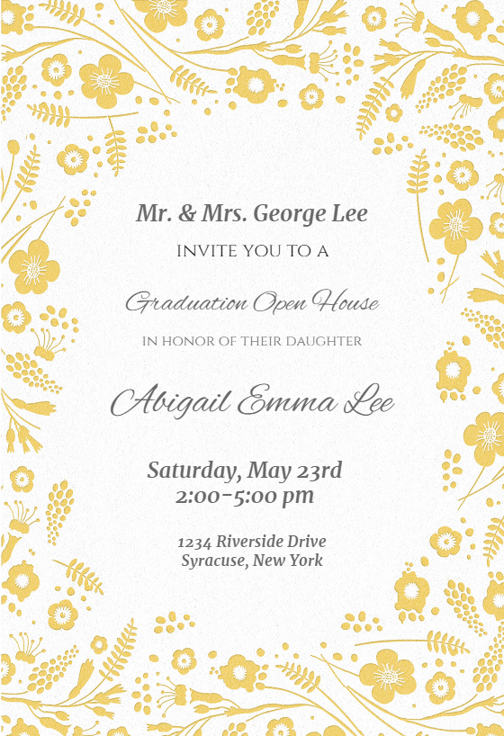 Framed in Flowers - Graduation Party Invitation Template (Free ...