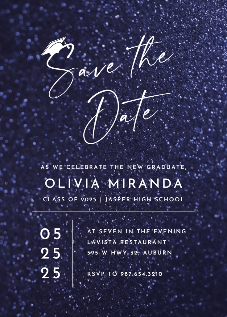 Glitter & Glam - Graduation Party Invitation Template (Free ...