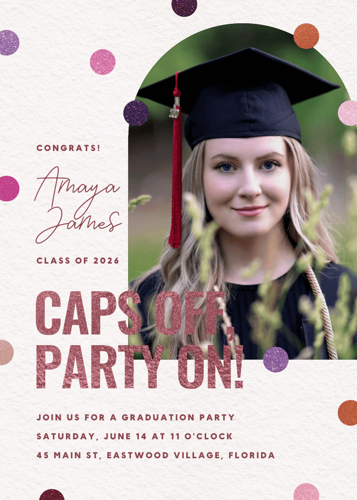 Glitter Grad Bash - Graduation Party Invitation Template | Greetings Island