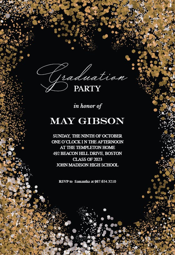Glitter Graduation - Graduation Party Invitation Template | Greetings ...
