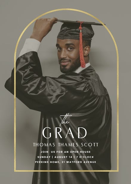 Gold Arch - Graduation Party Invitation Template (Free) | Greetings Island