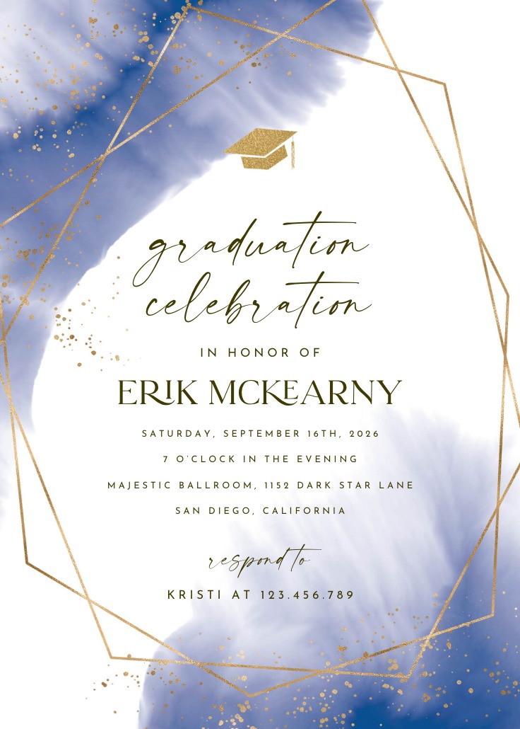 Gold polygon - Graduation Party Invitation Template | Greetings Island