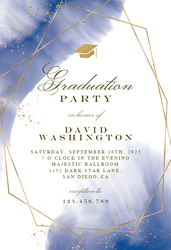 Gold Polygon - Graduation Party Invitation Template | Greetings Island