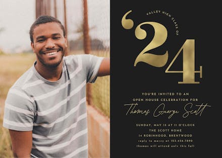 Golden Class - Graduation Party Invitation Template | Greetings Island