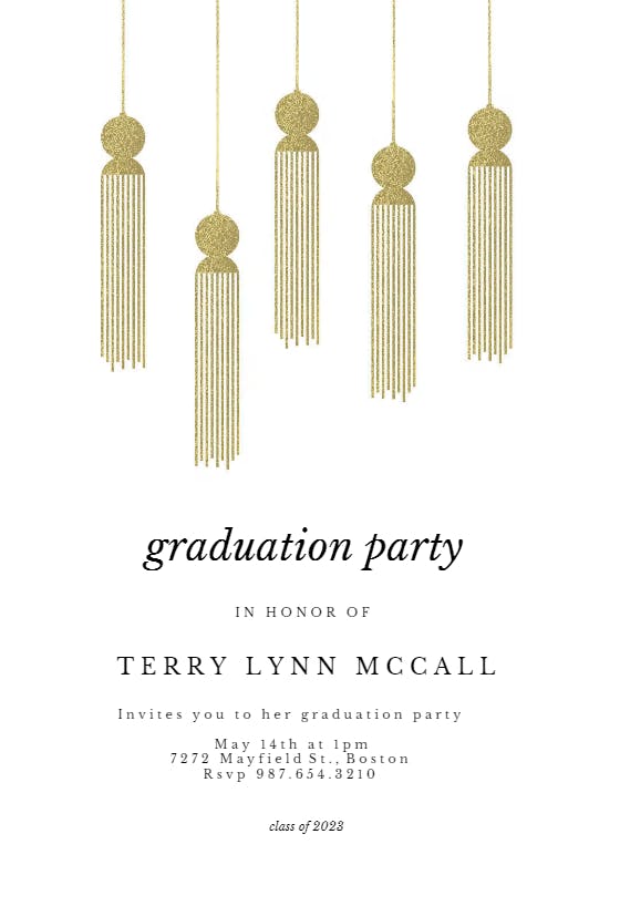 Golden Tassels - Graduation Party Invitation Template | Greetings Island