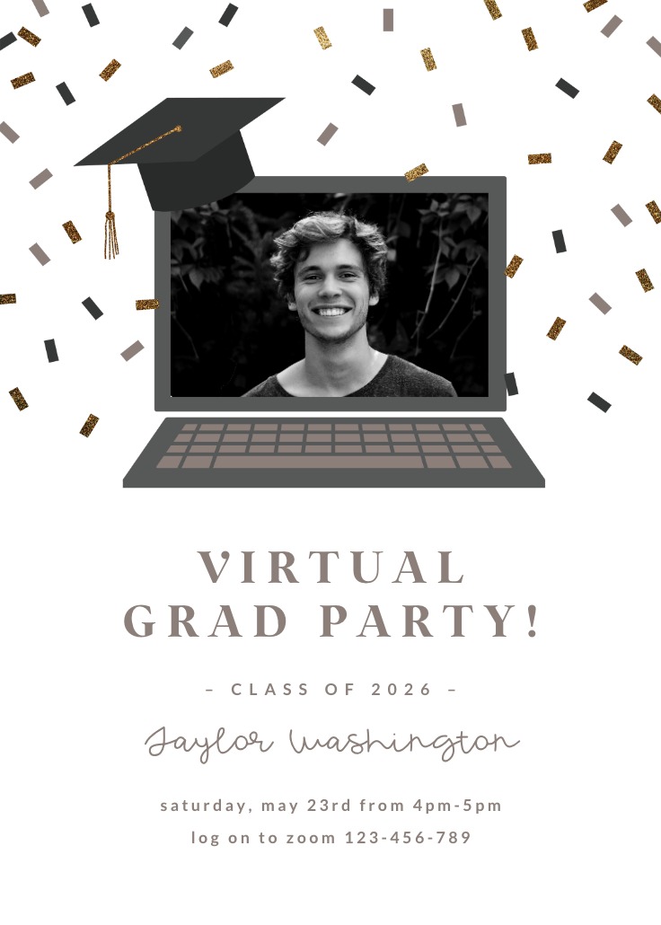 Grad Virtual Party - Graduation Party Invitation Template (Free ...