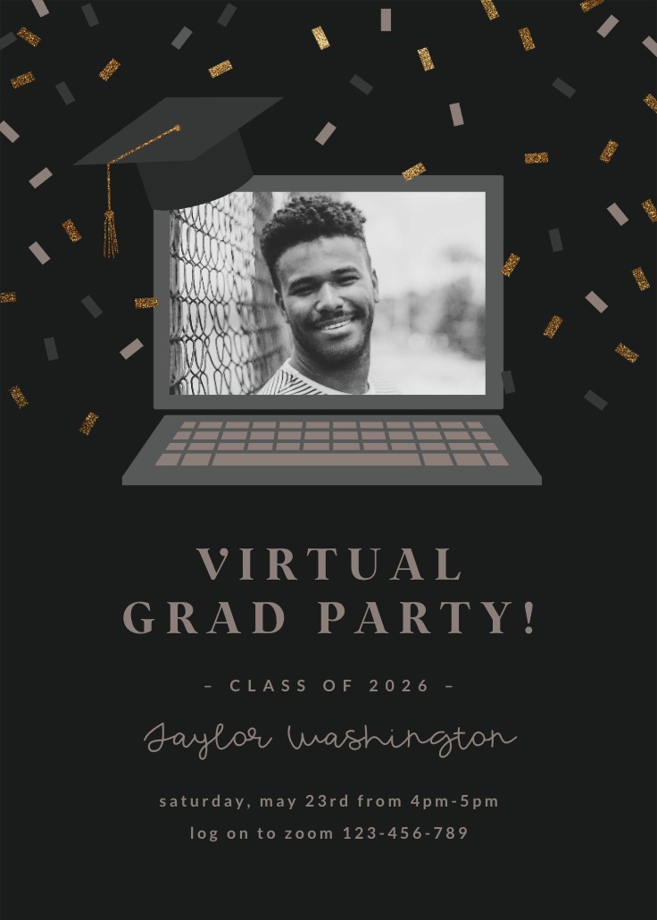 Grad Virtual Party - Graduation Party Invitation Template (Free ...