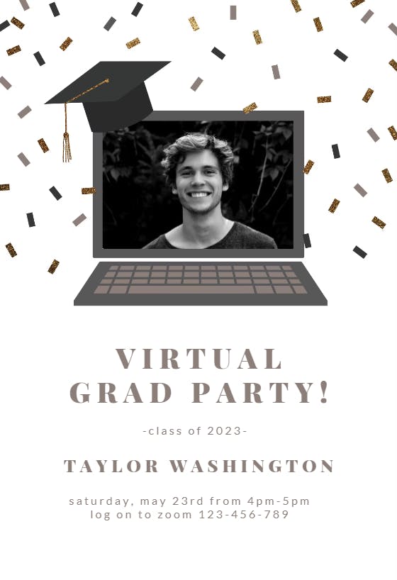 Grad Virtual Party - Graduation Party Invitation Template (Free ...