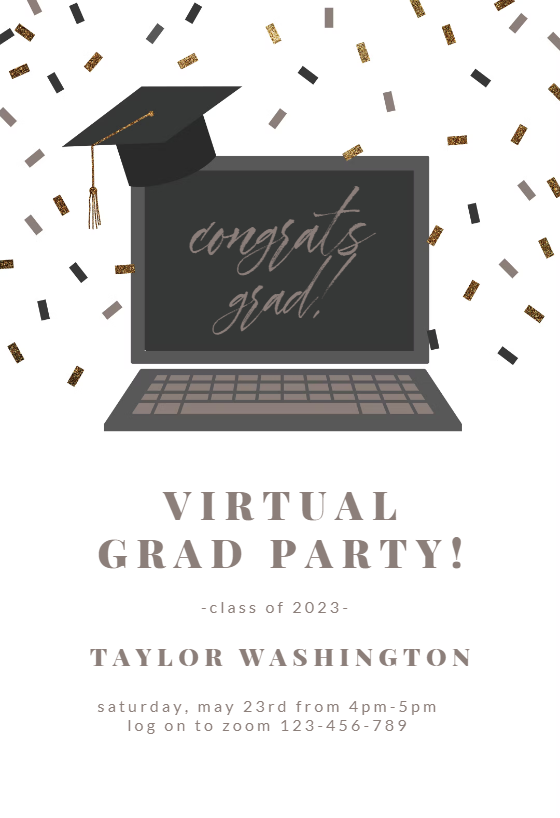 Grad Virtual Party - Graduation Party Invitation Template (Free ...