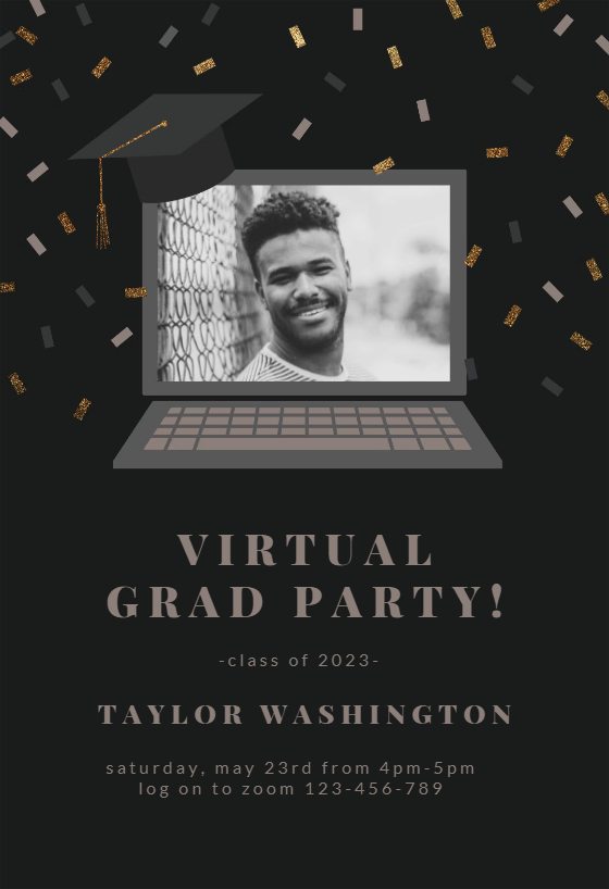 Grad Virtual Party - Graduation Party Invitation Template (Free ...