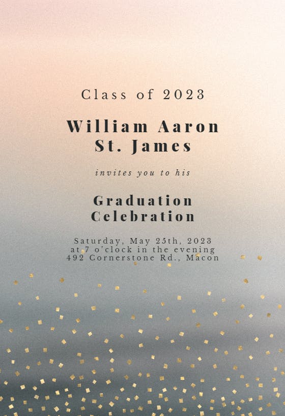 Gradient And Sparkles - Graduation Party Invitation Template ...