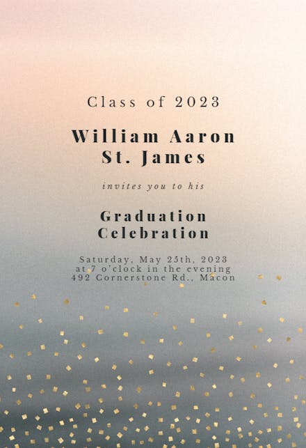 Gradient And Sparkles - Graduation Party Invitation Template ...