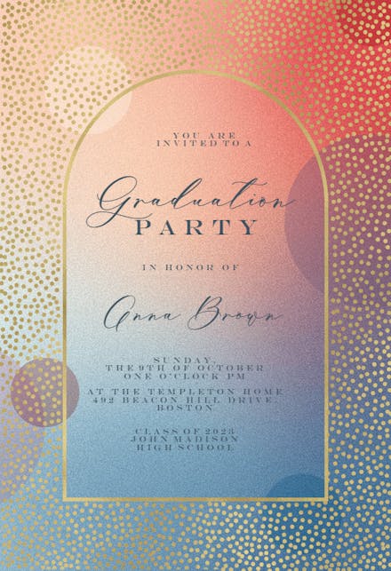 Gradient Arched Window - Graduation Party Invitation Template (Free ...